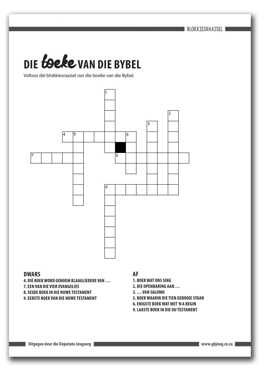 Blokkiesraaisel: Boeke van die Bybel – GK Jeug