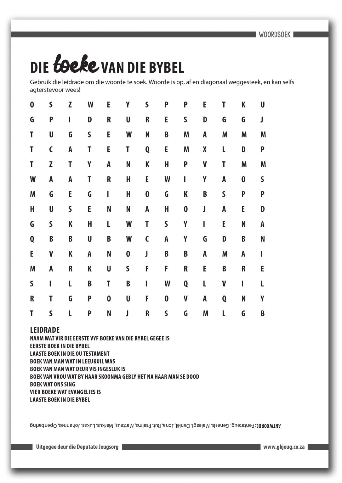 Woordsoek van Bybelboeke – GK Jeug
